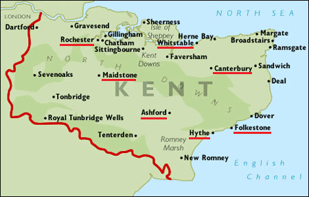 Le Kent carte » Vacances - Arts- Guides Voyages