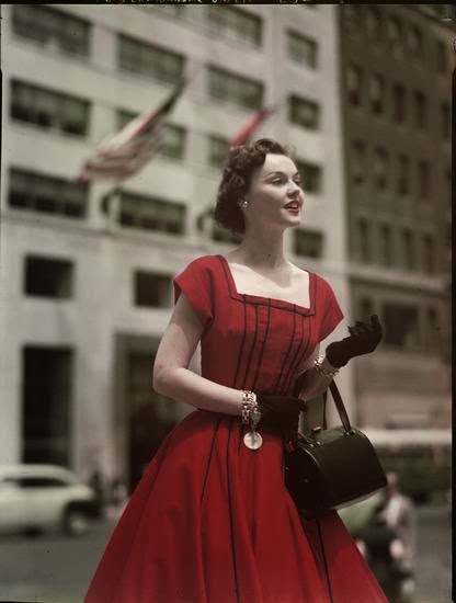 Women Modeling on the Sidewalk on Fifth Avenue in 1952 ~ Vintage Everyday
