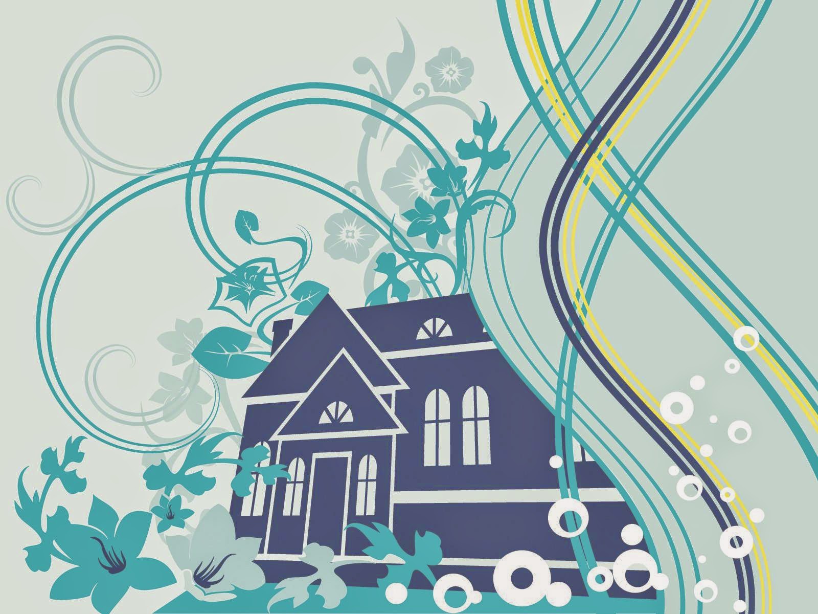 Free Powerpoint Template Home Blue | Powerpoint Interaktif