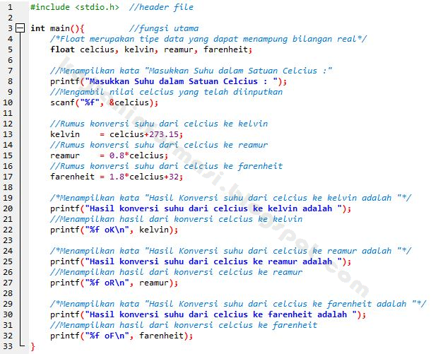 Source Code Konversi Suhu dengan C++ | Kajian Informasi
