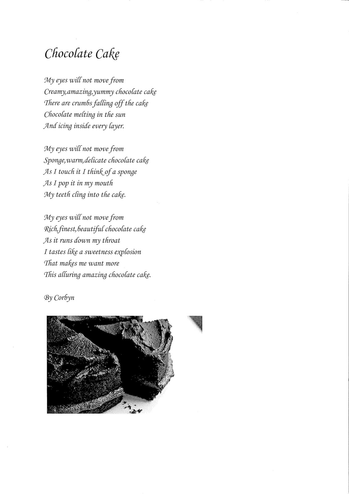 Makarewa School Room One: Poems on Chocolate Cake