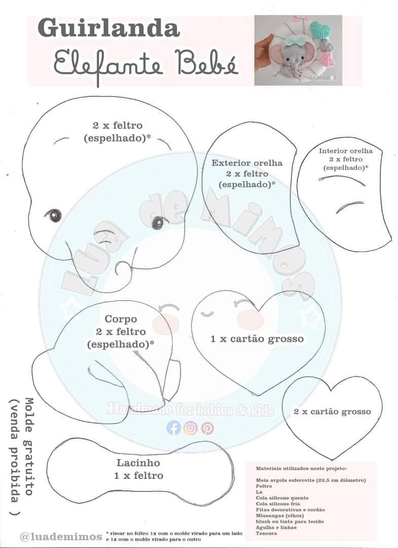 Elefante baby com molde para feltro - Ver e Fazer