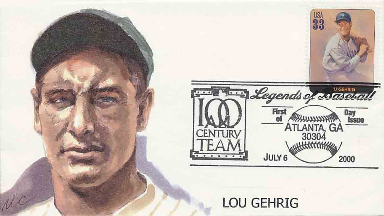 Baseball Stamps & Postmarks: Legends of Baseball : All-Century Team - 2000