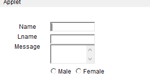Develop a program to create page for collage admission in Java Applet
