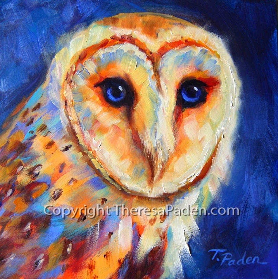 Daily Painters Abstract Gallery: Colorful Barn Owl Painting by Theresa ...