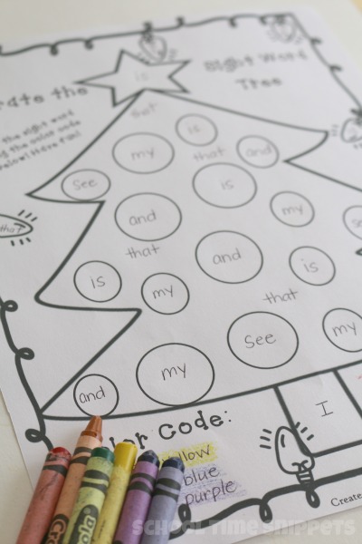 Printable Color By Sight Word Christmas Tree | School Time Snippets