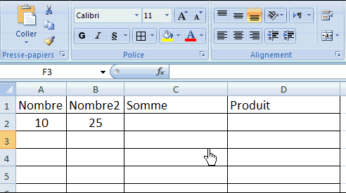 Les formules sous Excel, taper et recopier une formule | Cours ...
