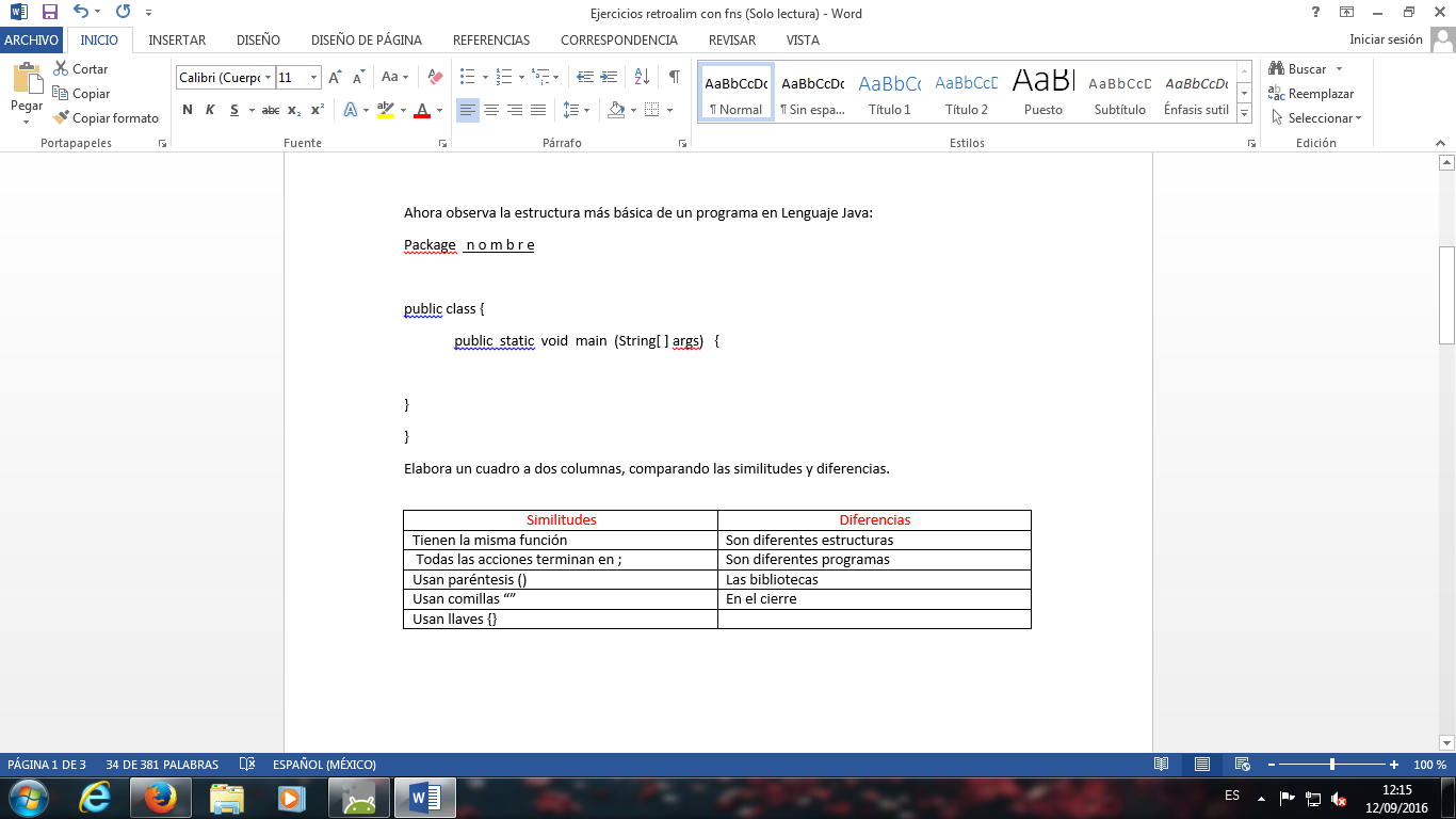 Programacion visual: ejercicio de retroalimentacion
