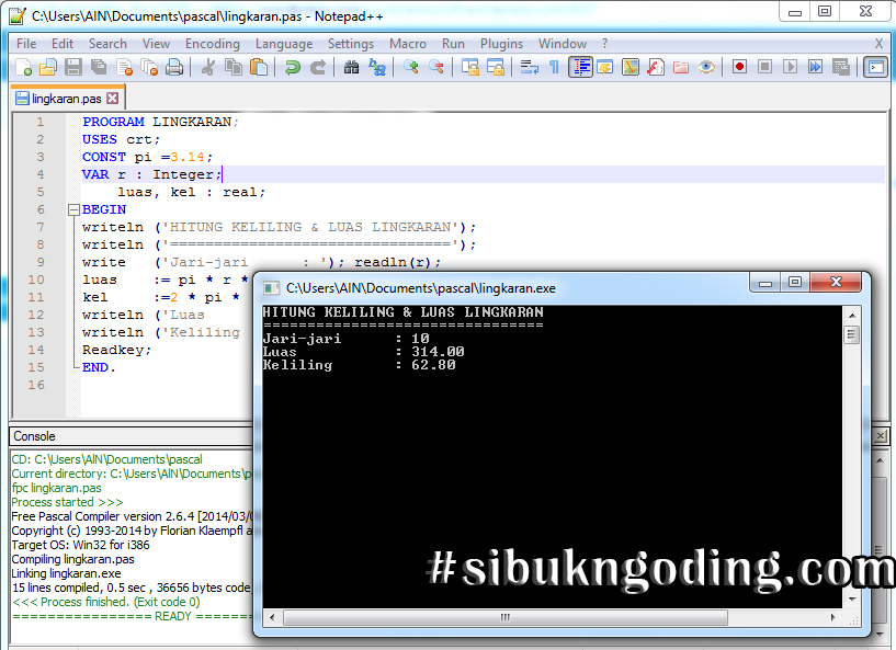 Contoh Konstanta Pada Pascal : Program Menghitung Luas dan Keliling ...
