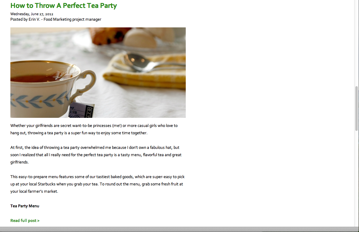 Starbucks Blog: Starbucks' Use of the Principles of Design