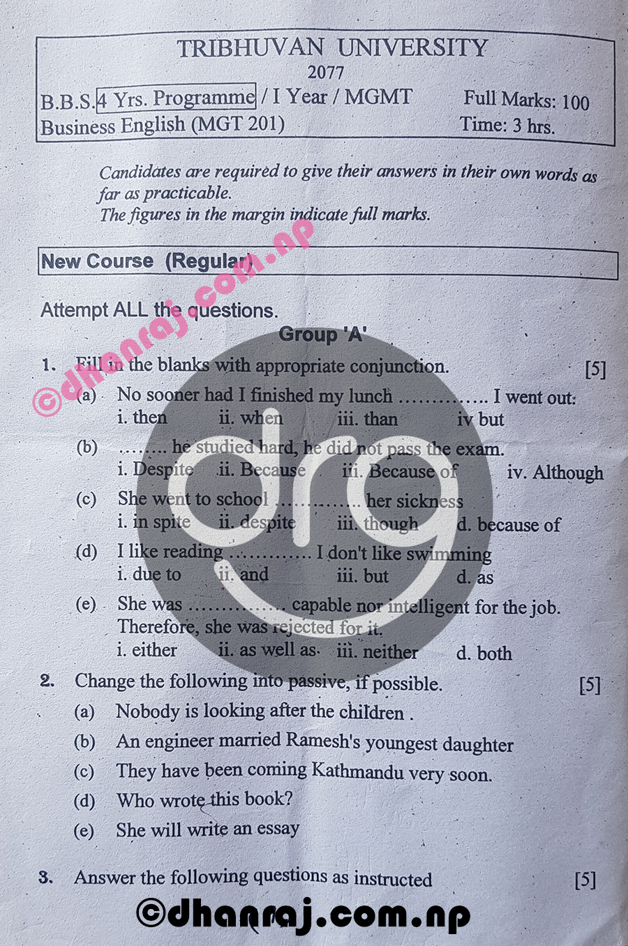 BBS First Year Business English MGT201 Exam Question Paper 2077 bbs-first-year-business-english-mgt201-exam-question-paper-2077