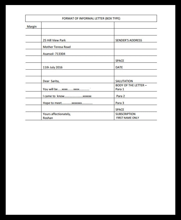 Formal Letter Format Box Type - Birthday Letter