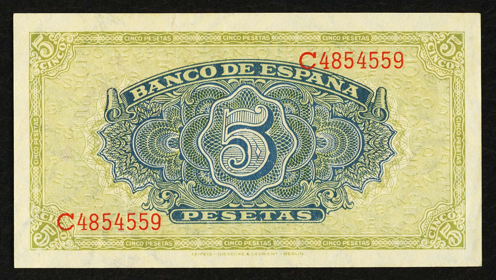 Spain 5 Pesetas banknote 1940 Alcazar of Segovia|World Banknotes ...