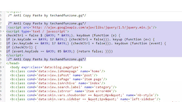 How to install anti Copy Paste script in blogger - Cyber1101 en