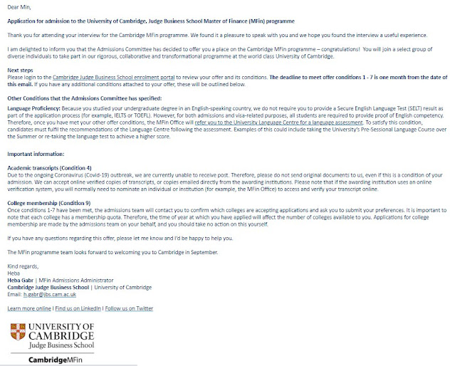 Welcome all!: Offer Letters from MIT and Cambridge