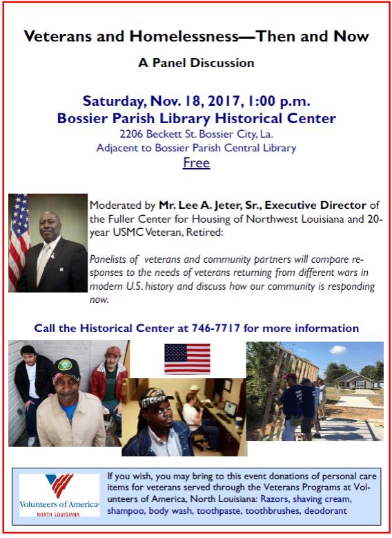 Bossier Parish Libraries History Center: Veterans and Homelessness ...