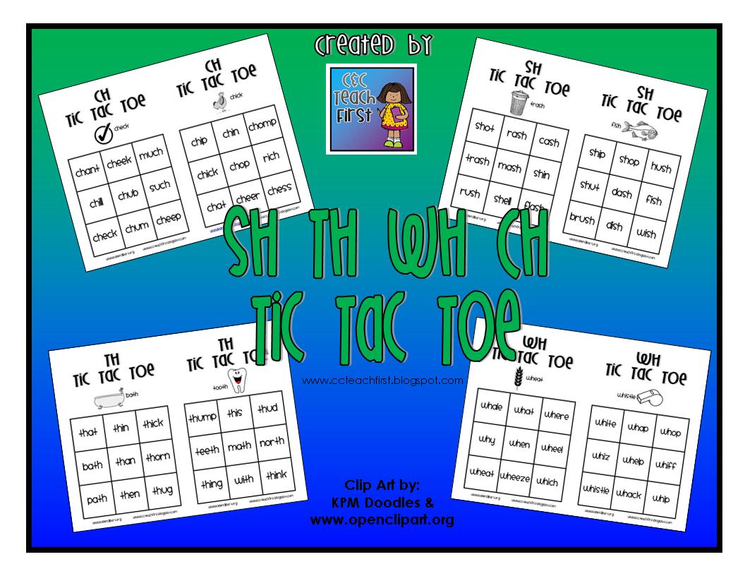 Clip Art by Carrie Teaching First: Phonics Tic Tac Toe