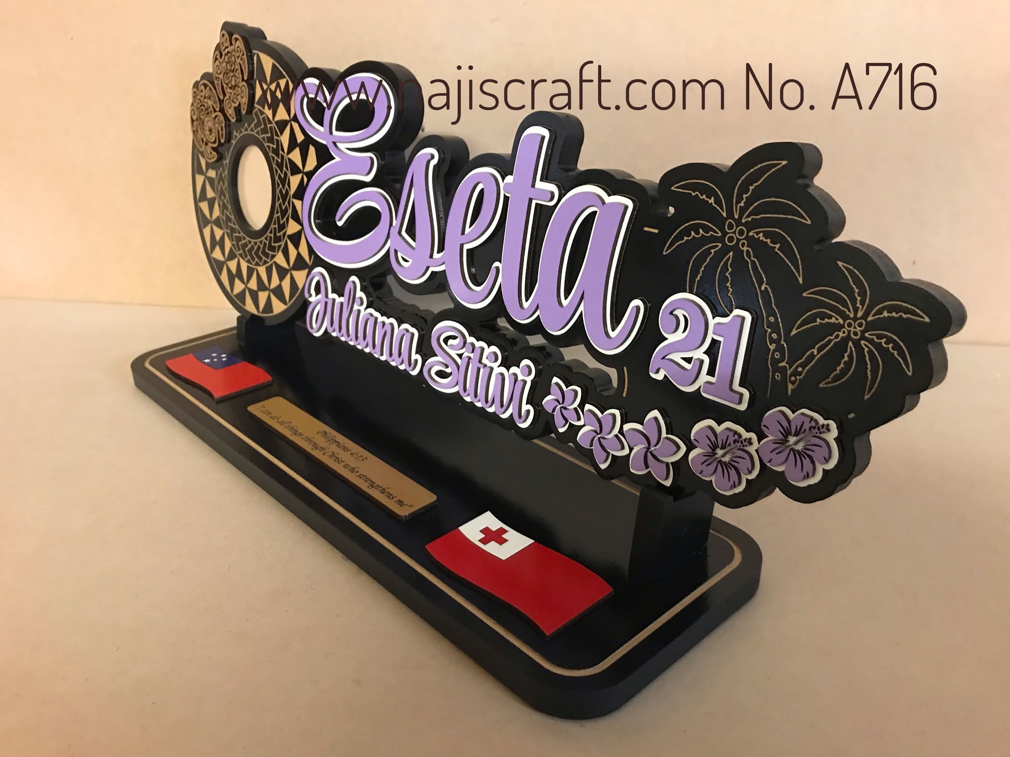 NO. A716 TONGA SAMOA 70CM KEY - BABY PURPLE NAME