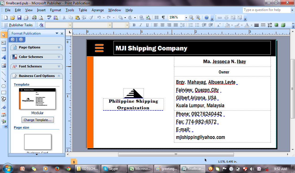 E-Portfolio in EdTech2: Exercise#10: Microsoft Publisher