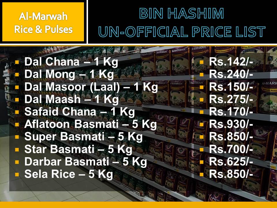 Bin Hashim | Price List - 20th January 2021