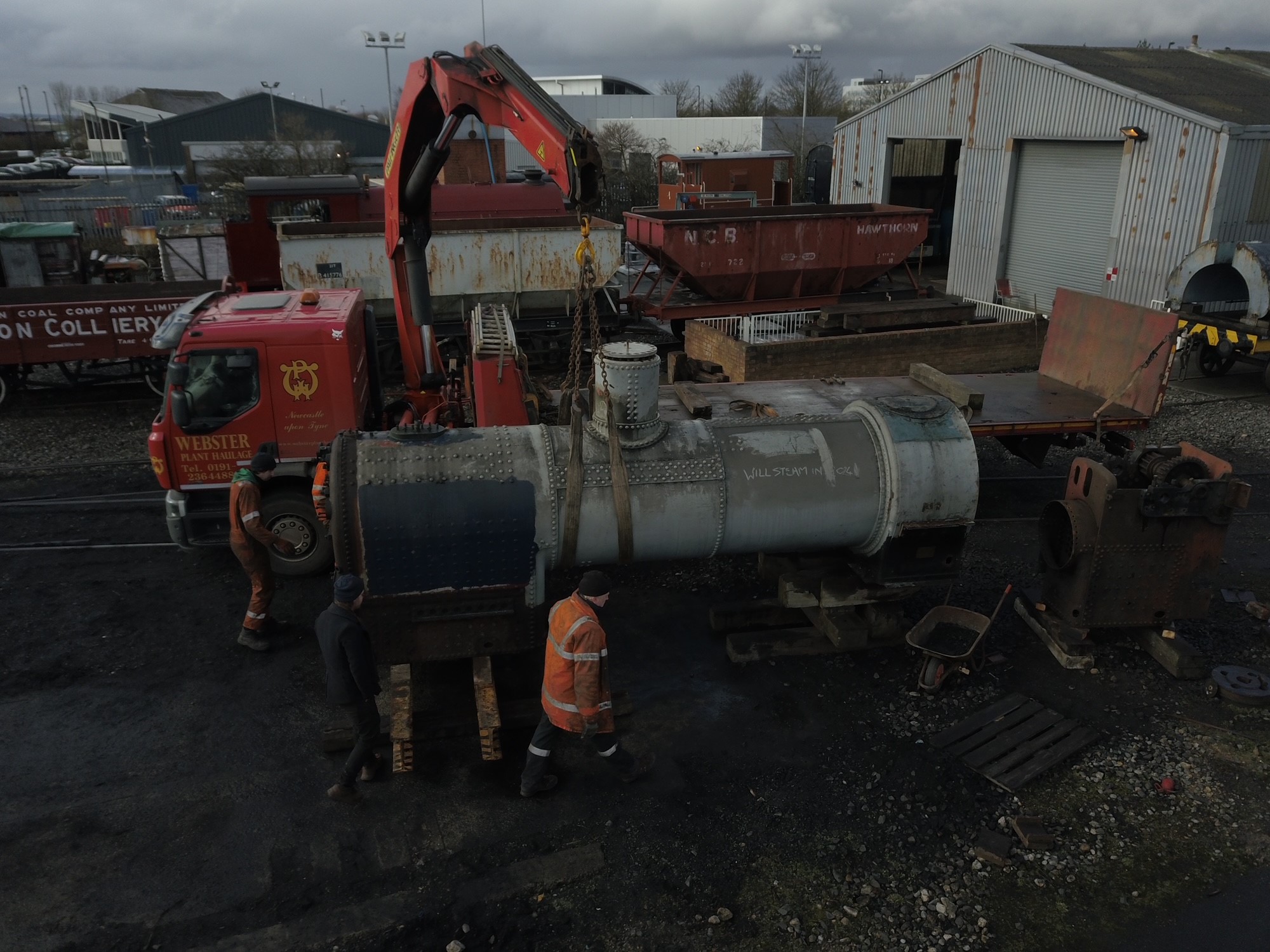 North Tyneside Steam Railway: No.69 tank and boiler lift