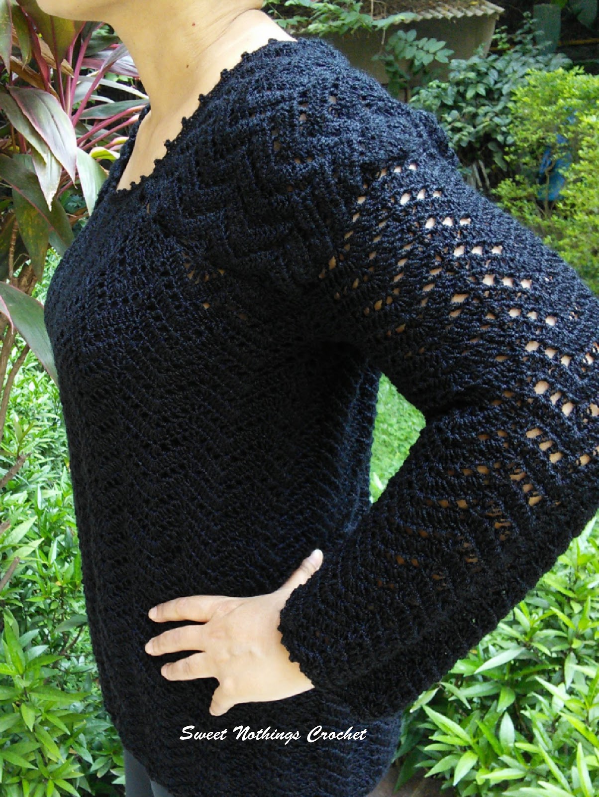 Sweet Nothings Crochet: FULL SLEEVED CHEVRON TOP