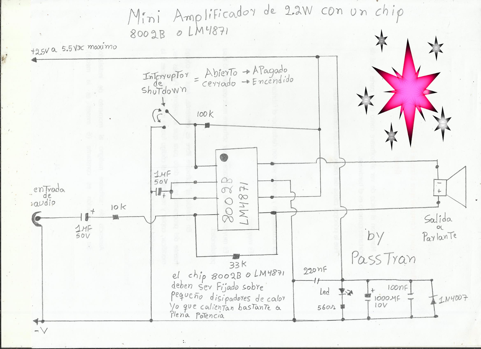 Ponyelectronica : mini amplificador de sonido de 2.2W con un chip 8002B ...