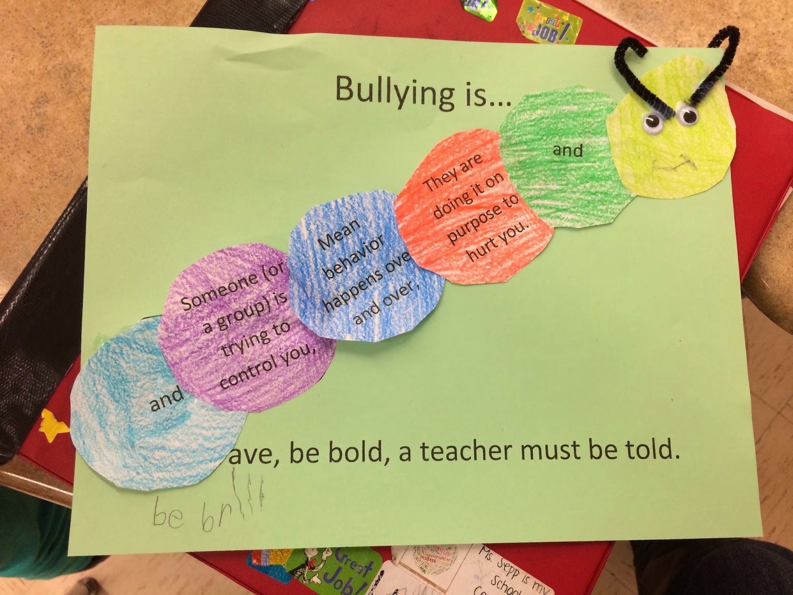 Ms. Sepp's Counselor Corner: Be brave, be bold, a teacher must be told.