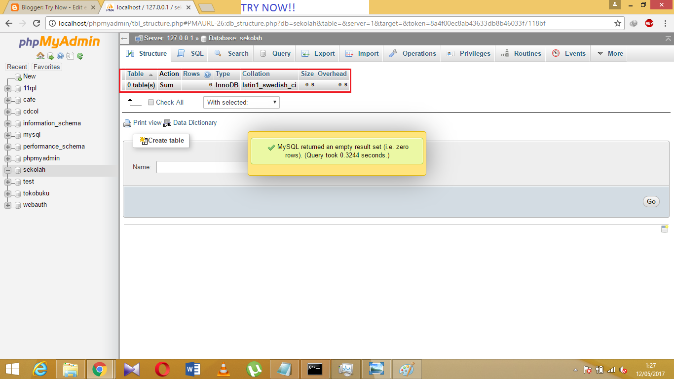 Cara Menghapus Tabel di phpmyadmin - Try Now
