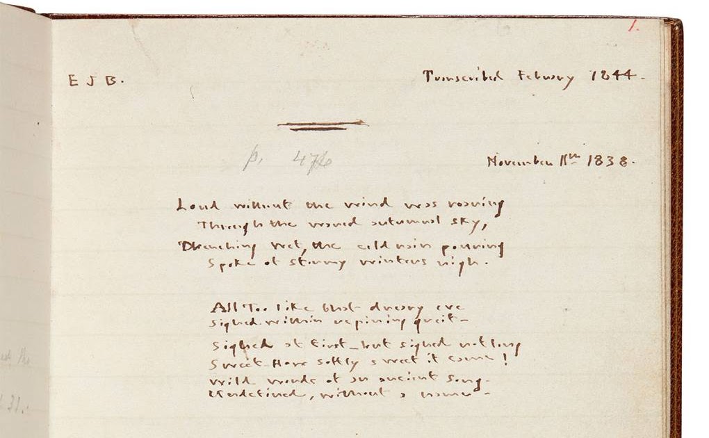 the Brontë Sisters: A RARE HANDWRITTEN MANUSCRIPT OF EMILY’S POEMS.