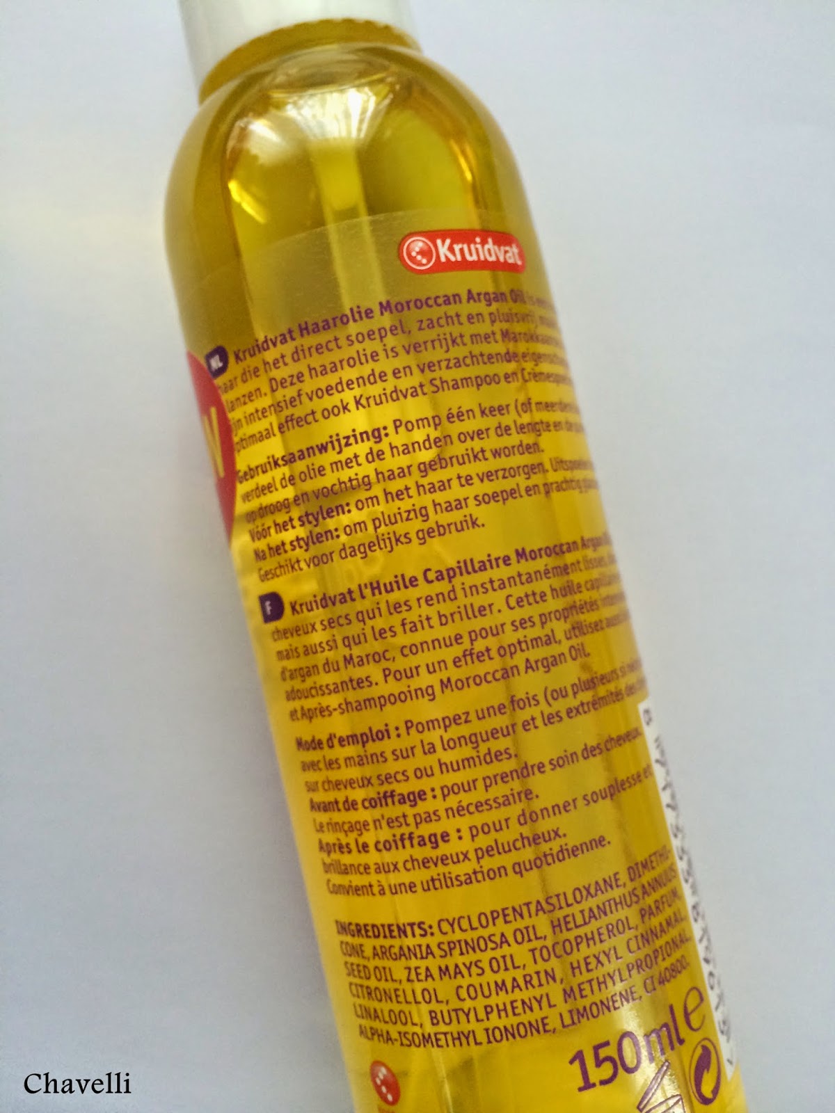 Chavelli : Review ☆ Kruidvat Haarolie Moroccan Argan Olie