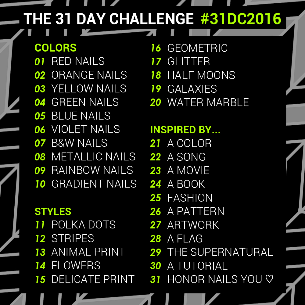The 31 Day Nail Art Challenge: FAQ and More Information | Chalkboard ...