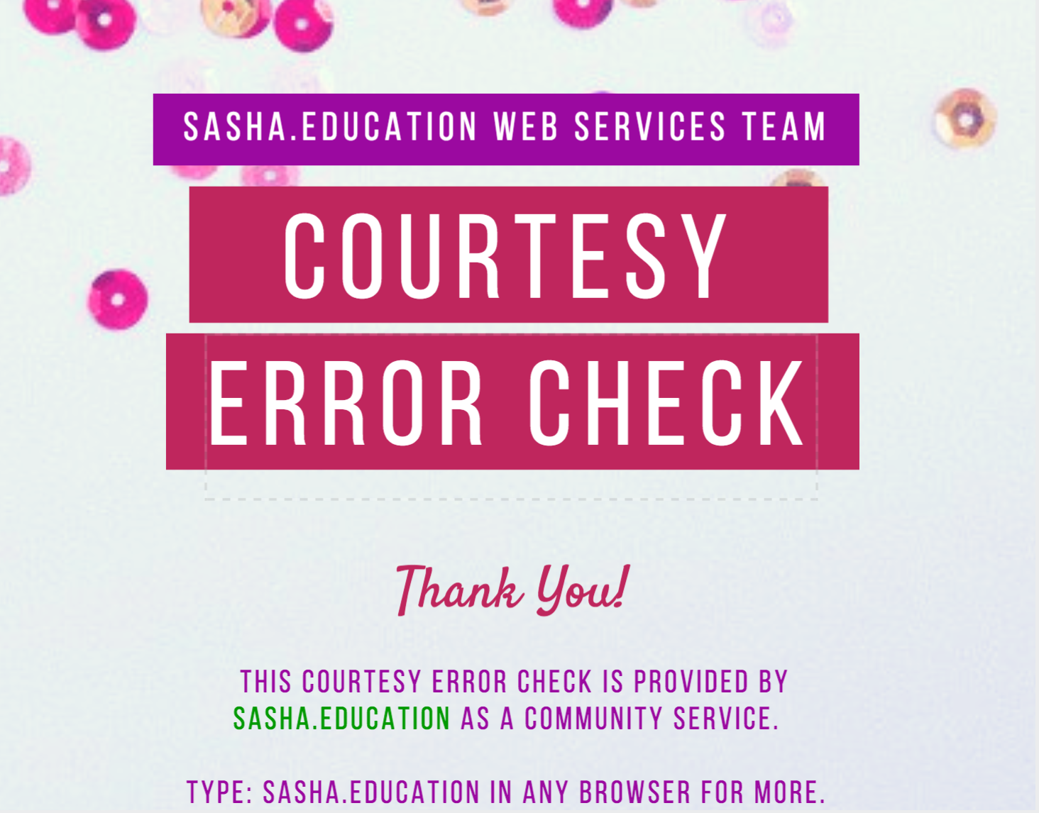 EDITING: COURTESY ERROR CHECK | Sasha.Education