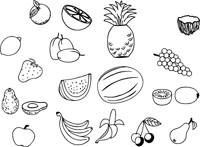 Çizim ve Boyama için Renksiz Meyve Sebze Resimleri - GamTeli
