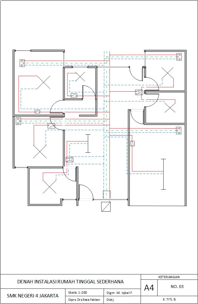 DENAH INSTALASI RUMAH SEDERHANA 3A DAN 3B | MUHAMMAD IQBAL FERDIANSYAH