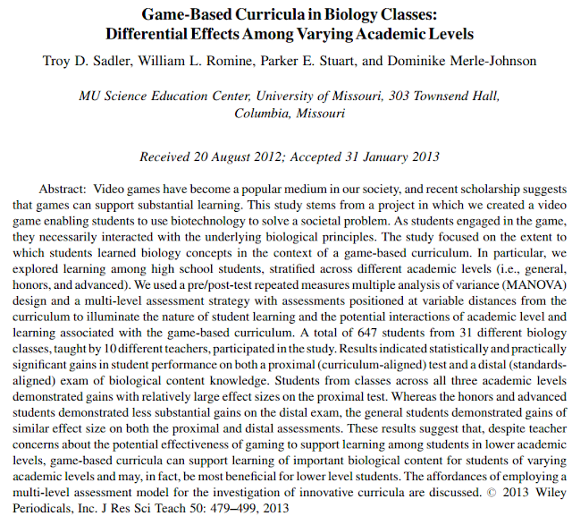 Video Games for Science Education