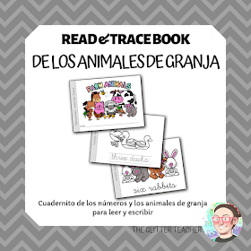 The Glitter Teacher: Trace & Read minibook de los animales de la granja
