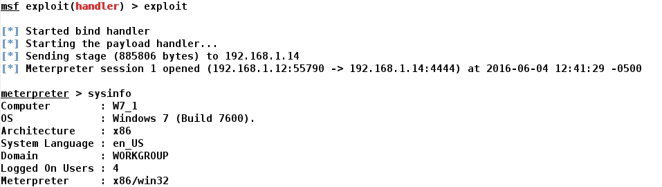 Whitelist Metasploit Windows 7 Bind Tcp Shell