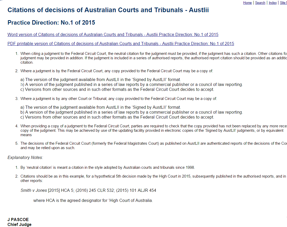 'Signed by AustLII' judgments ok'd by Federal Circuit Court