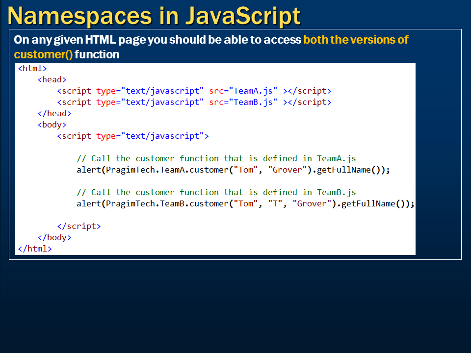 Sql Server Net And C Video Tutorial Namespaces In Javascript