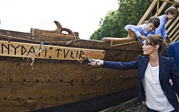 Prince Joachim and Princess Marie at Launch of a new Nydam boat