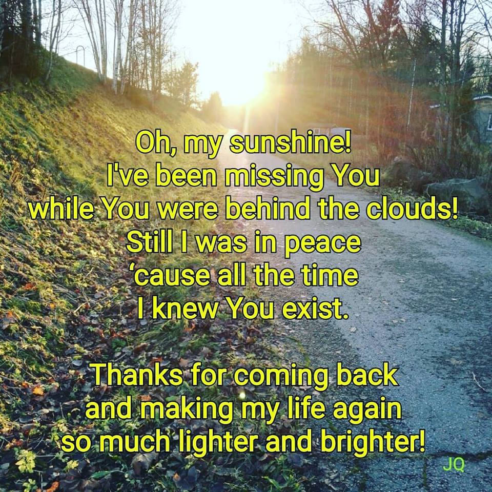 I missed You my sunshine * Kaipasin Sinua aurinkoni