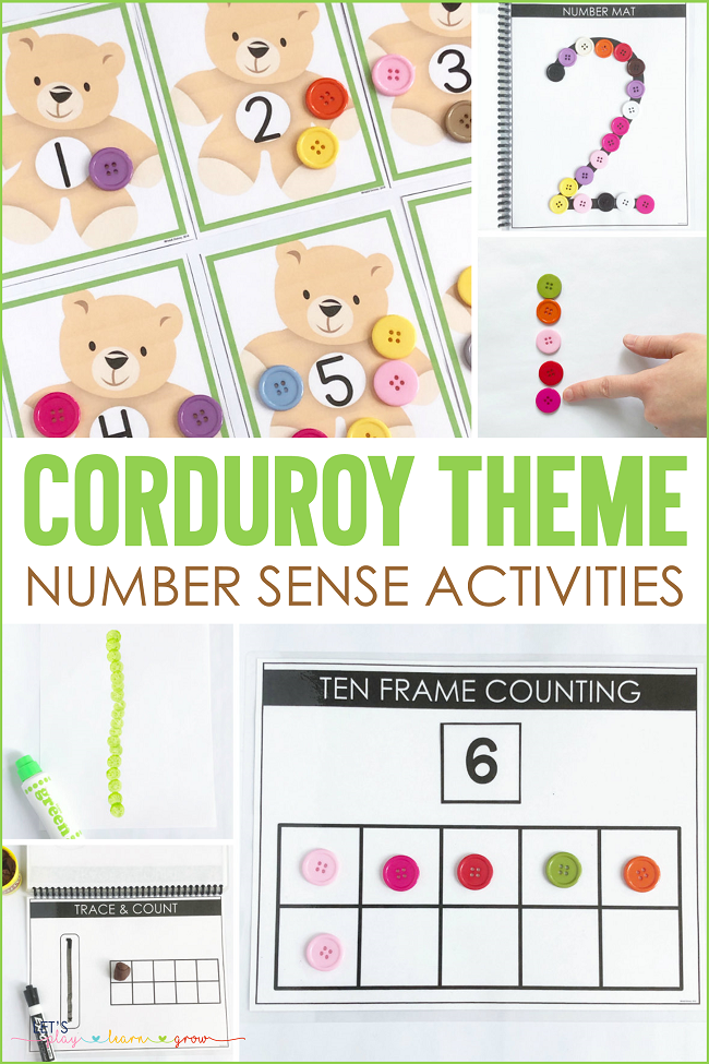 Corduroy Number Sense Activities for Preschool | Lets Play.Learn.Grow