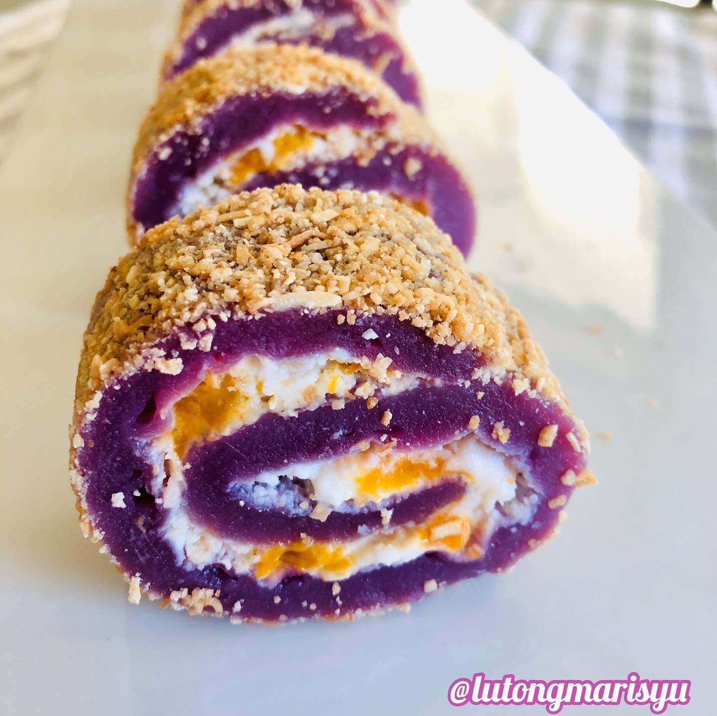 Violet Sweet Potato Tikoy Mango Roll