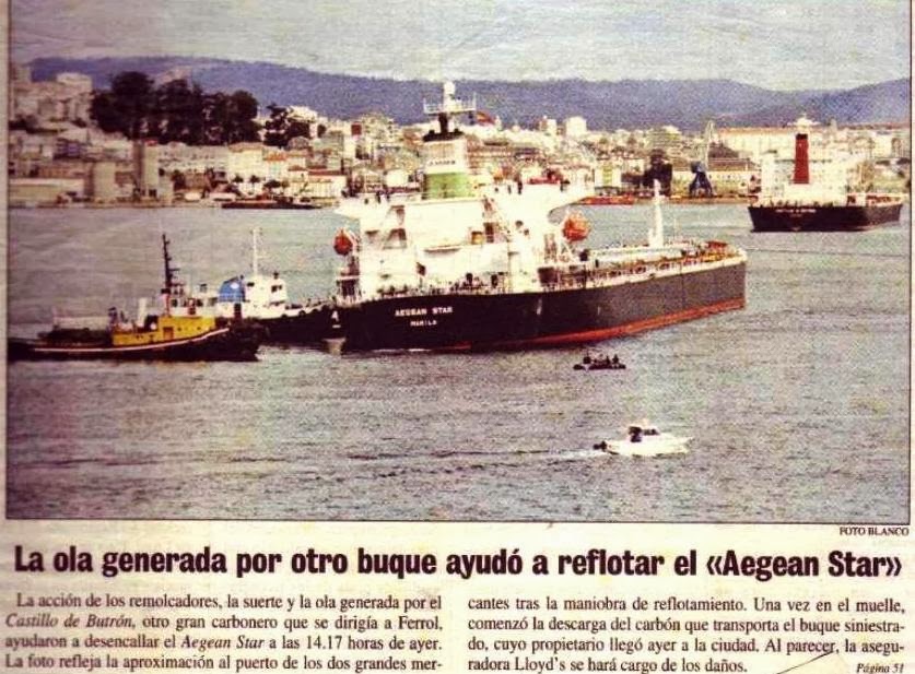 Embarrancada del Bulkcarrier Aegean Star en la entrada de la Ría de Ferrol