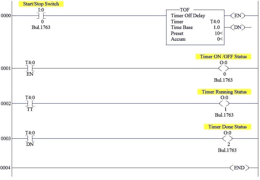 OFF Delay Timer using PLC