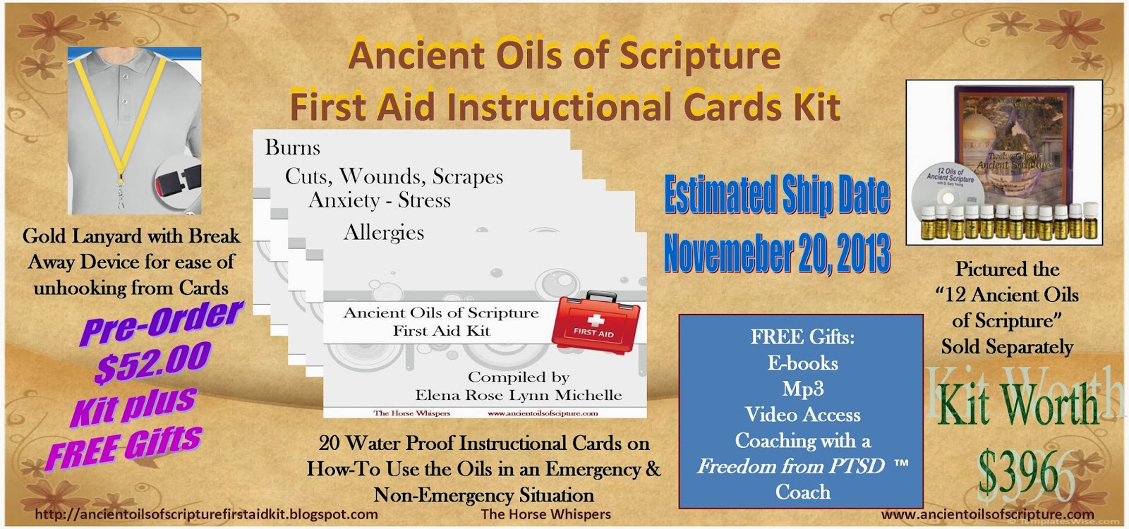 Ancient Oils of Scripture First Aid Kit & Instructional Cards