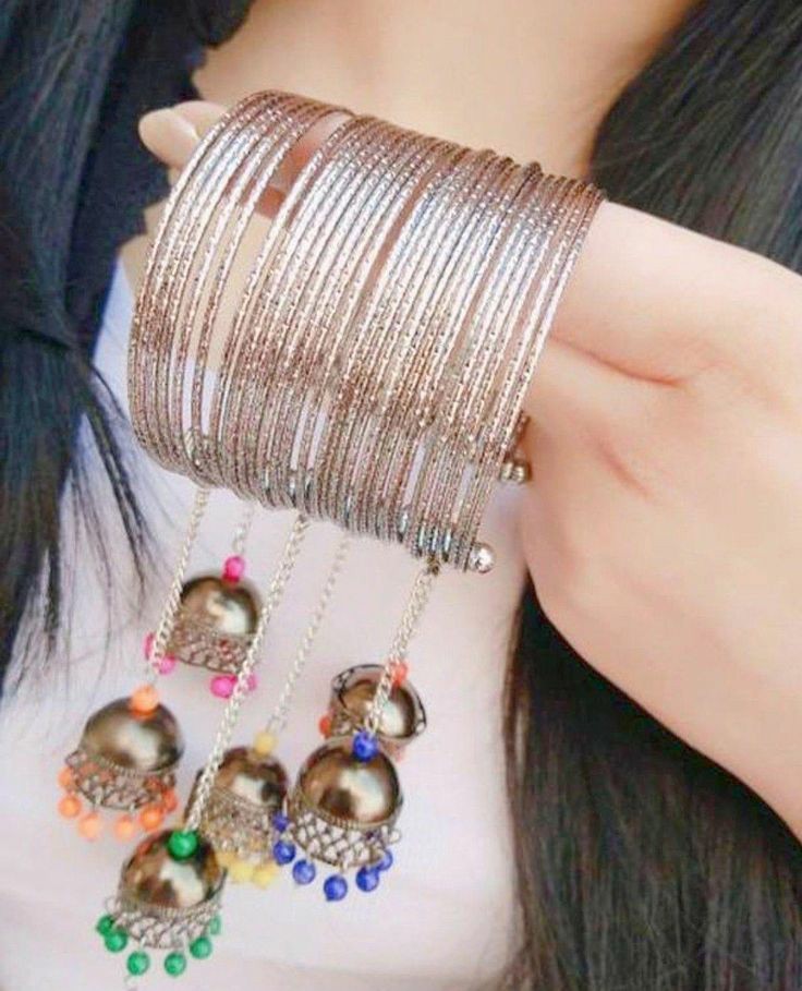 Silver jhumka bangles