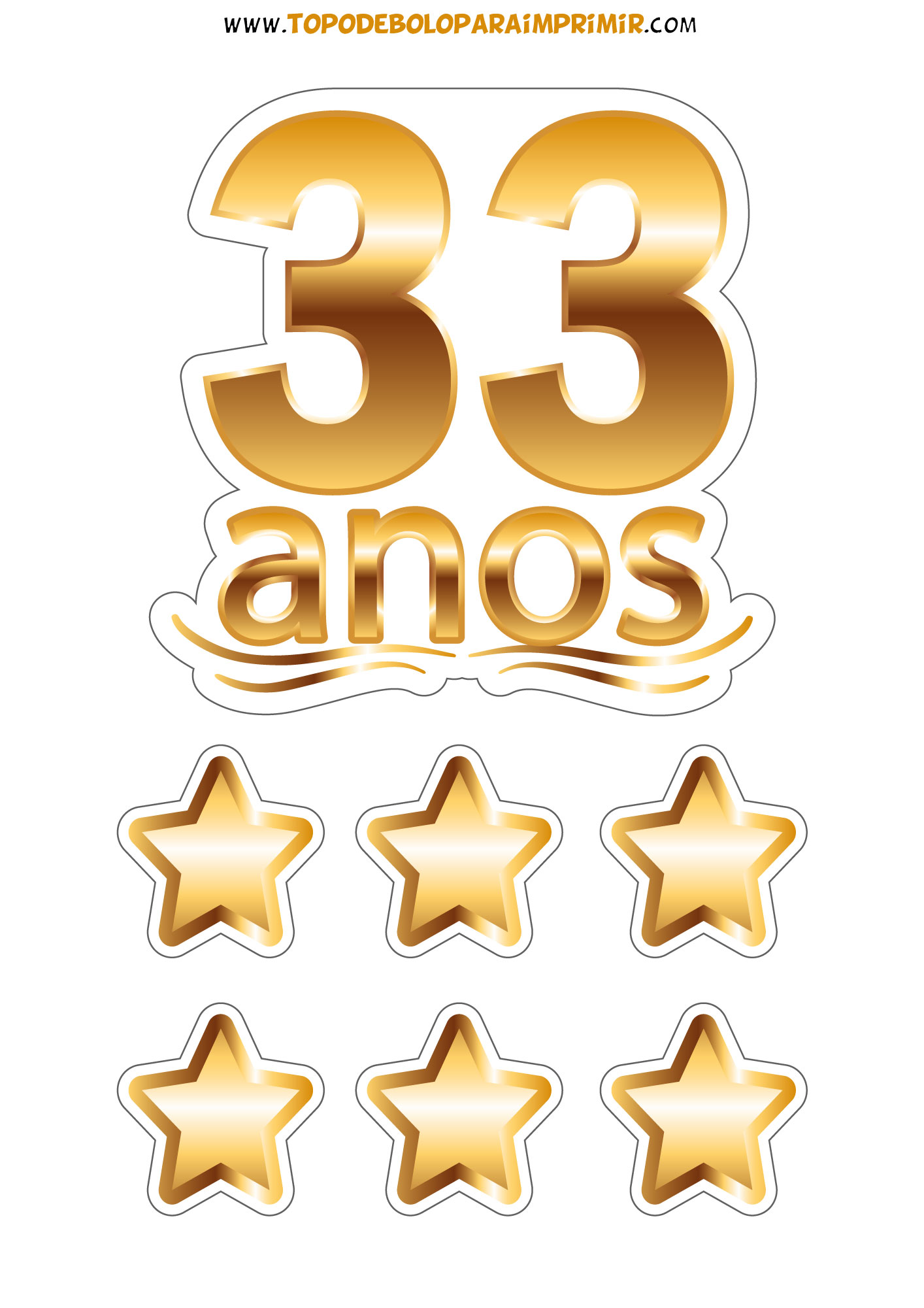 Topo de bolo 33 anos para imprimir