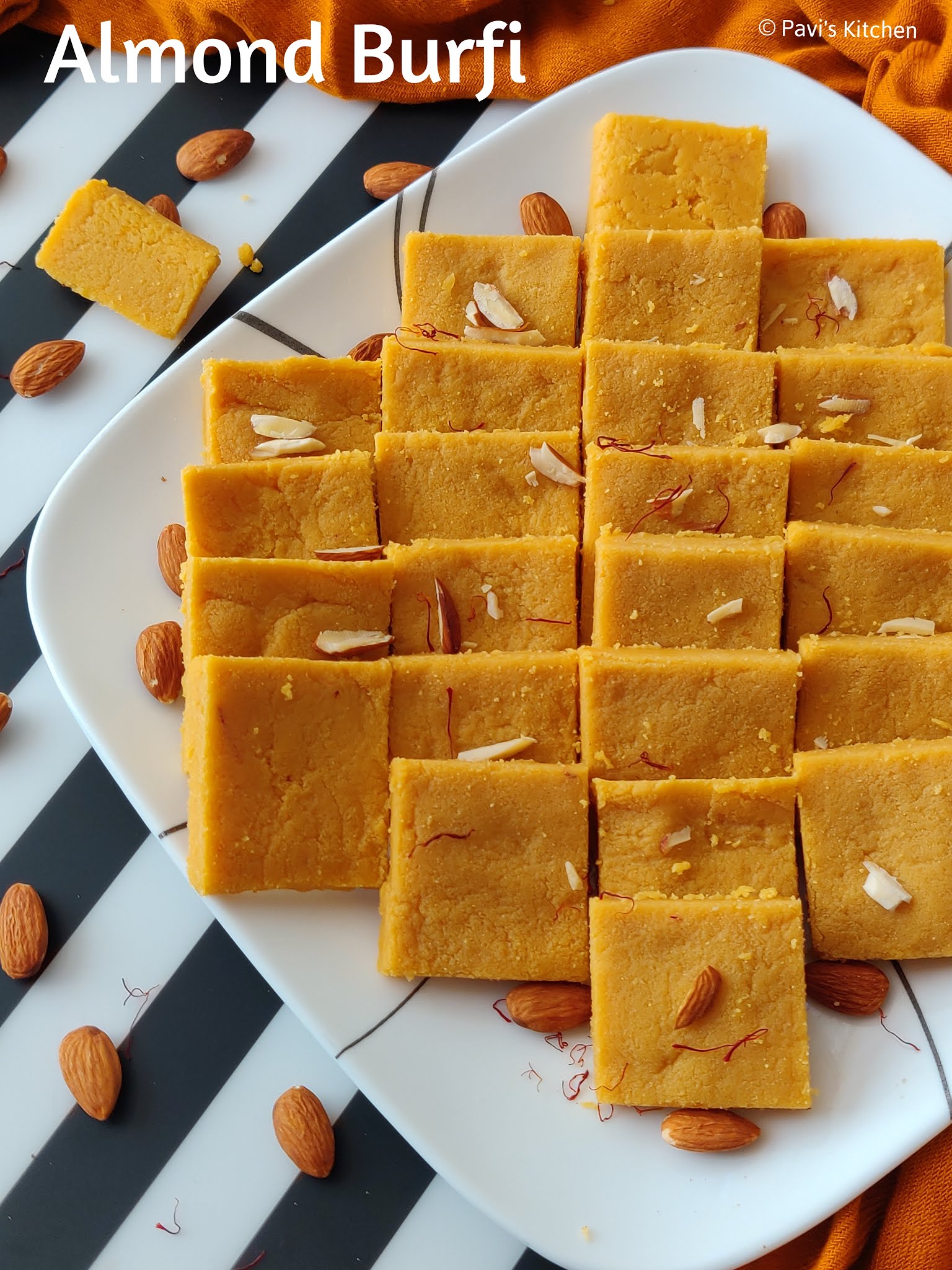 kesar badam burfi recipe | badam katli recipe | almond burfi recipe ...